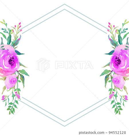 watercolor flower frame border. Floral wedding... - Stock Illustration ...