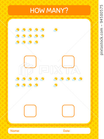 How many counting game with sun. worksheet for... - Stock Illustration ...