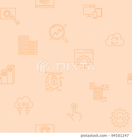 Computer data seamless pattern in line style - Stock Illustration ...