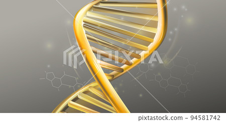 Close-up of golden double helix structure of DNA. - Stock Illustration ...