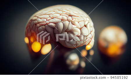 Stylized illuminated brain. Glowing neurons in... - Stock Illustration ...