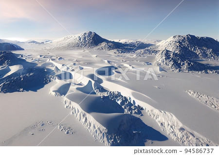 Huge high glaciers in winter natural... - Stock Illustration [94586737 ...