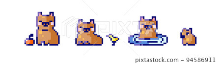 Pixel capybara illustration set. Pixel art... - Stock Illustration ...