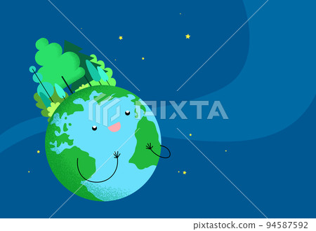 Happy earth day illustration art- smiling Earth - Stock Illustration ...