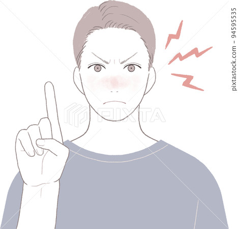 Angry short-haired refreshing man Pointing ver - Stock Illustration ...