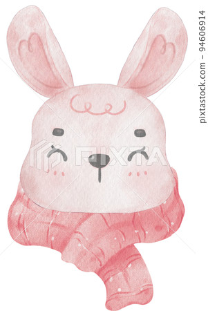 cute pink bunny Illustration watercolor cute... - Stock Illustration ...