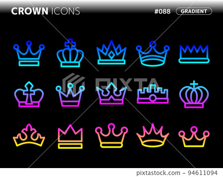 Gradient style icon set related to crown_088 - Stock Illustration ...