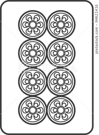 Eight cylinder line drawing mahjong tiles - Stock Illustration ...