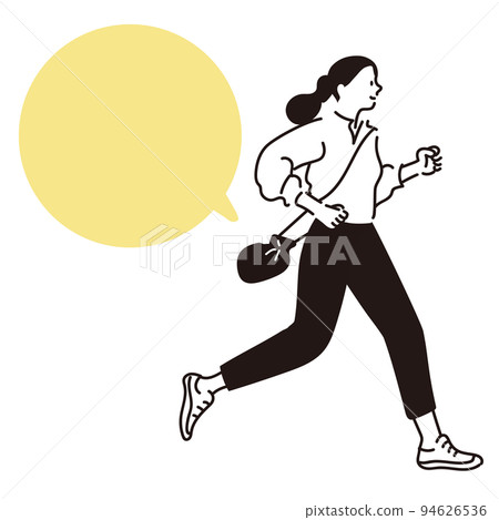 Vector line drawing of a running woman - Stock Illustration [94626536 ...