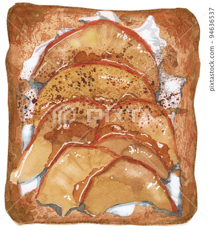 Boiled apple and toast name combination - Stock Illustration [94636537 ...