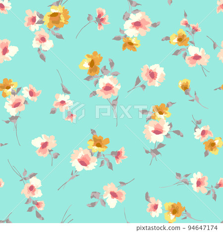 Seamlessly continuous floral pattern, - Stock Illustration [94647174 ...