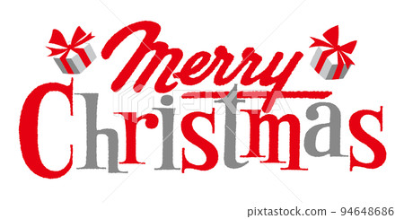 Merry Christmas fashionable red and silver logo... - Stock Illustration ...
