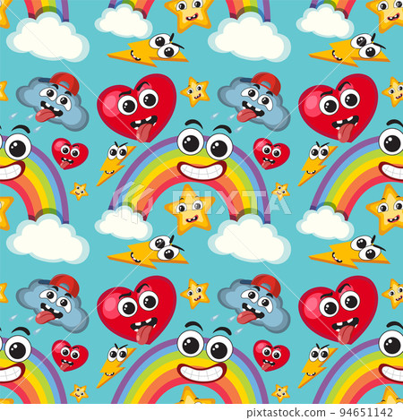 Cartoon rainbow seamless pattern - Stock Illustration [94651142] - PIXTA