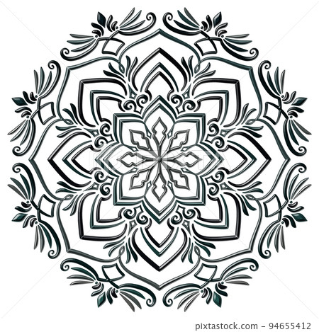 Mandala art (relief style, geometric pattern,... - Stock Illustration ...