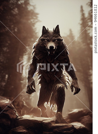 Concept art illustration portrait of werewolf - Stock Illustration ...