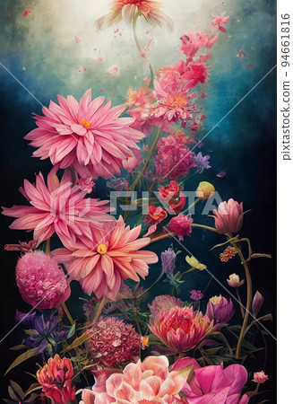 Concept art illustration of beautiful flowers... - Stock Illustration ...