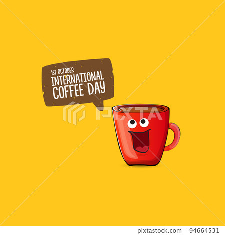 International coffee day cute illustration with... - Stock Illustration ...