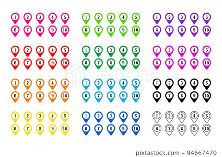 Map icon pin set number - Stock Illustration [94667470] - PIXTA