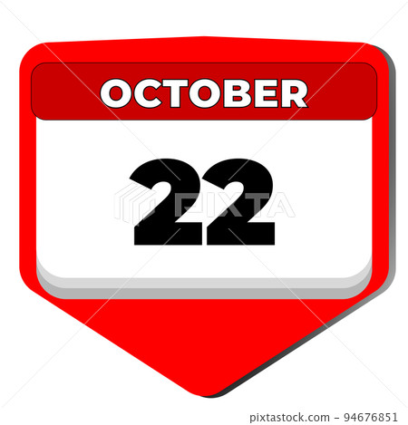 22 October vector icon calendar day. 22 date of... - Stock Illustration ...
