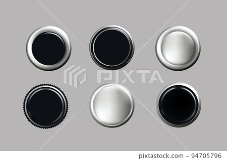 Silver foil texture 3d buttons set. Vector... - Stock Illustration ...