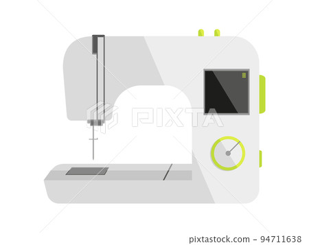 Electric automatic sewing machine white flat.... - Stock Illustration ...
