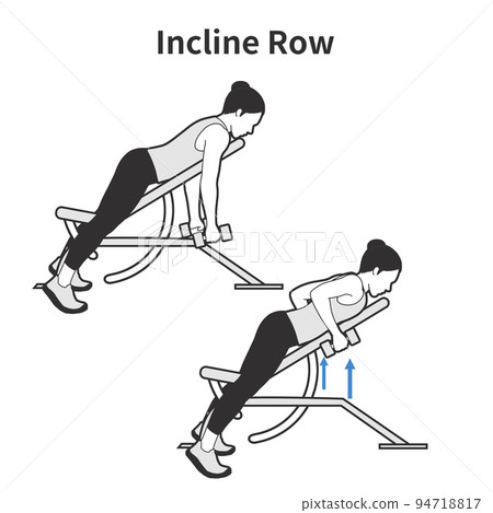 Incline Row Dumbbell Workout Women - Stock Illustration [94718817] - PIXTA