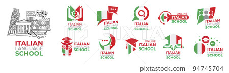 Vector logo of the Italian language school - Stock Illustration ...