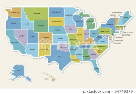 50 States Map With Names