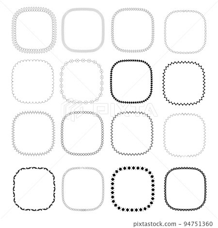 Rounded rectangle frame set with 16 decorative... - Stock Illustration ...