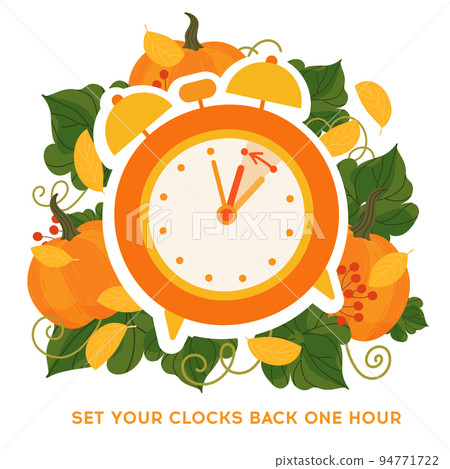 Fall Back Time Clock Clipart