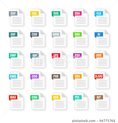 Common system file formats. Document types and... - Stock Illustration ...