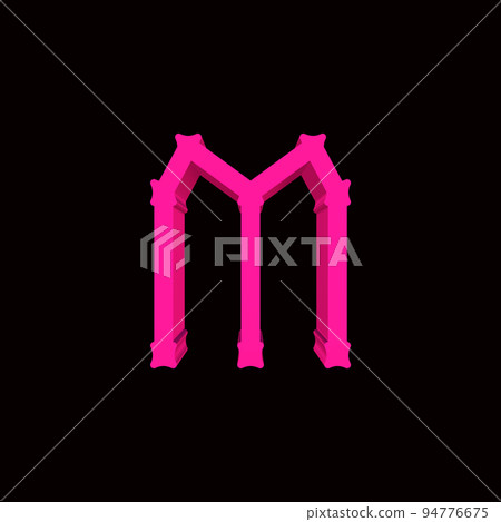 3D rendering decorative magenta letter on black... - Stock Illustration ...