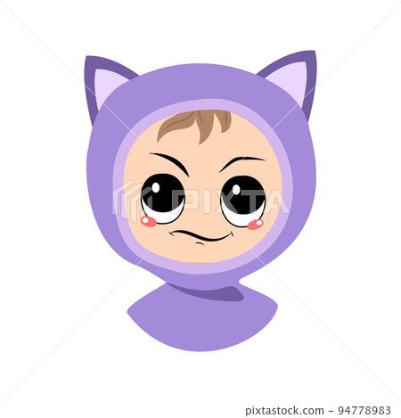 Avatar of child with emotions of suspicious,... - Stock Illustration ...