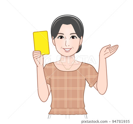 woman with yellow card - Stock Illustration [94781935] - PIXTA