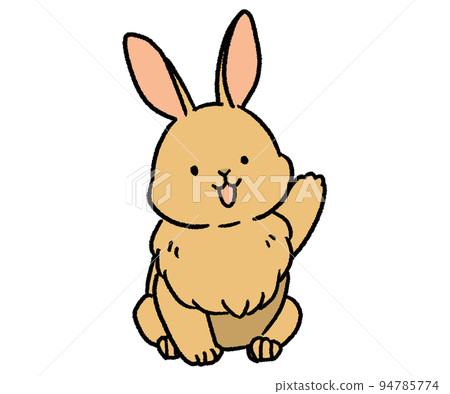 brown rabbit raising one hand - Stock Illustration [94785774] - PIXTA
