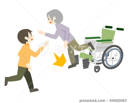 Elderly people tripping over wheelchairs - Stock Illustration [94800065 ...