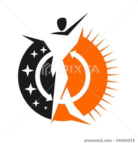 Fat loss burn day night logo template isolated - Stock Illustration ...