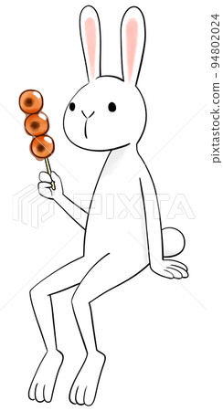 Rabbit with mitarashi dango watercolor style - Stock Illustration ...