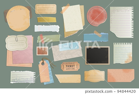 Scrapbook paper notes, torn page stickers and... - Stock Illustration ...
