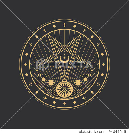 Pentagram, esoteric circle, occult magic and... - Stock Illustration ...