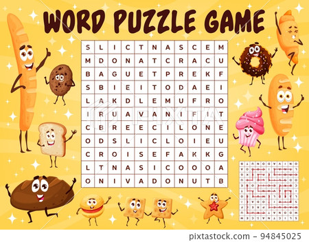 Cartoon bakery and bread characters, word... - Stock Illustration ...