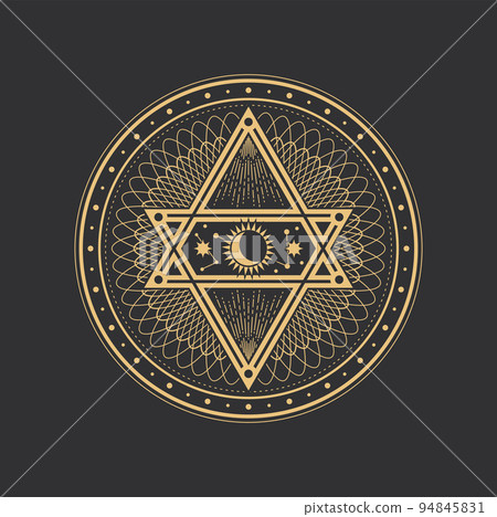 Tarot pentagram, moon, sun and star symbols,... - Stock Illustration ...