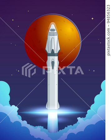 Colorful Cartoon Rocket Launch Concept - Stock Illustration [94856323 ...