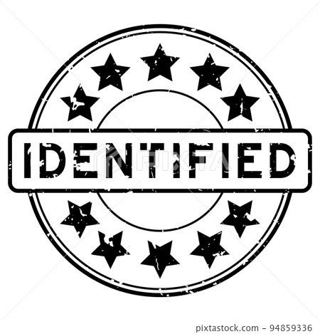 Grunge black identified word with star icon... - Stock Illustration ...
