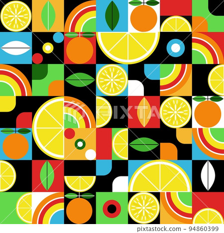 Geometric fruits seamless pattern. Nature... - Stock Illustration ...
