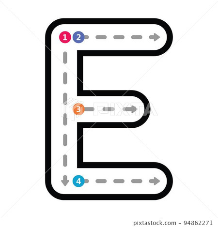 Tracing Alphabet uppercase capital letter E... - Stock Illustration ...