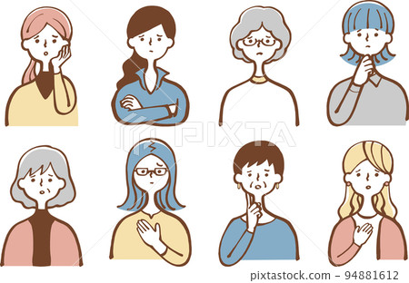 Troublesome face female set simple illustration - Stock Illustration ...
