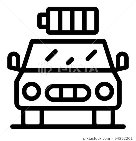 Full battery hybrid car icon. Outline full... - Stock Illustration ...
