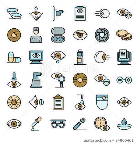 Eye examination icons set. Outline set of eye... - Stock Illustration ...