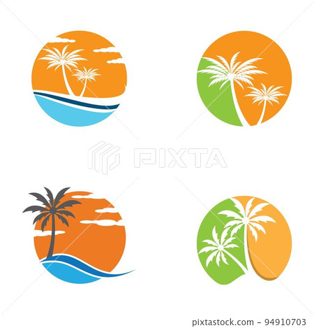 Palm tree summer vector icon illustration - Stock Illustration ...